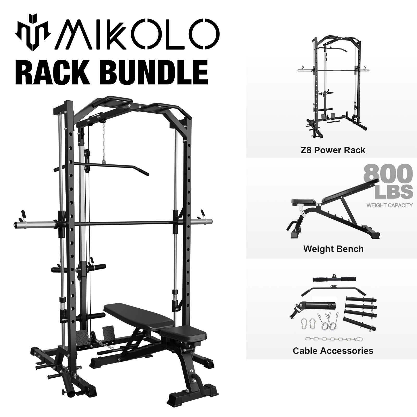 Mikolo Smith Machine Home Gym, Multi-Functional Squat Rack with Lat ...