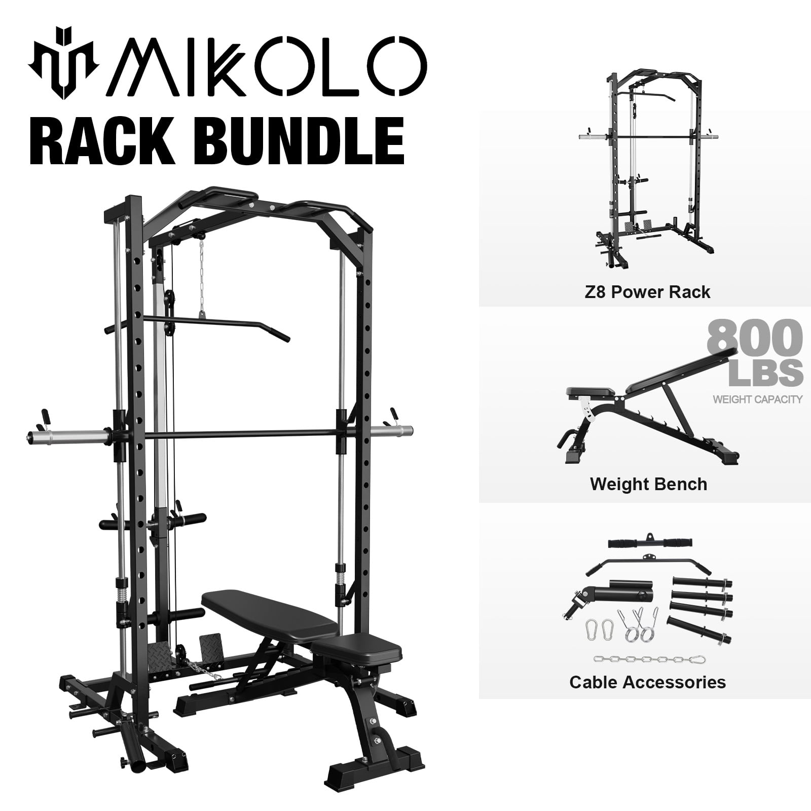 Mikolo Smith Machine Home Gym, Multi-Functional Squat Rack with Lat ...