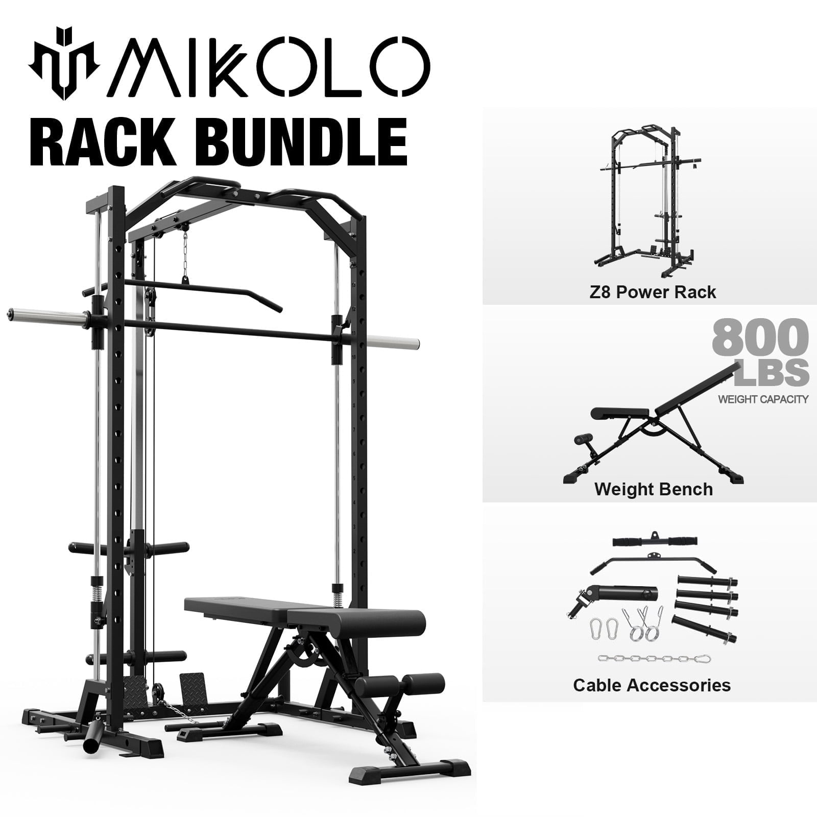 Mikolo Smith Machine Home Gym, Multi-Functional Squat Rack with Lat ...