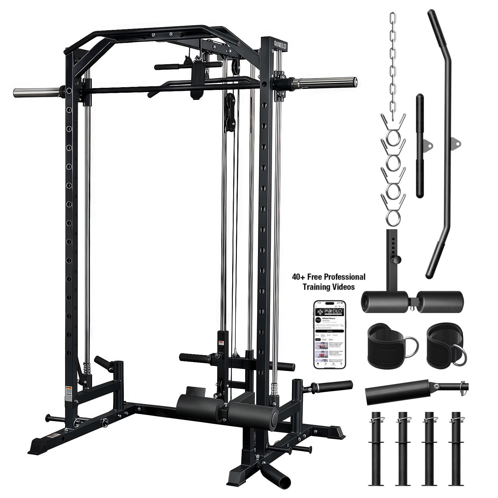 Mikolo Smith Machine, Home Gym Squat Rack, Pull Down & Weight Lifting ...