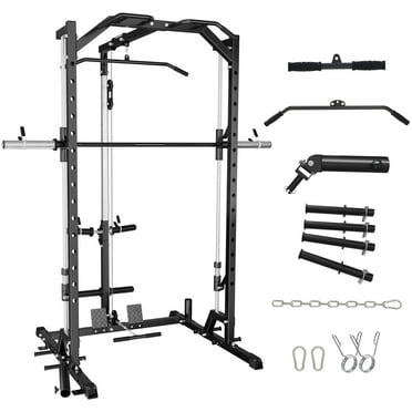 Smith Machine with Cable Crossover System, Multi-function Squat Rack ...