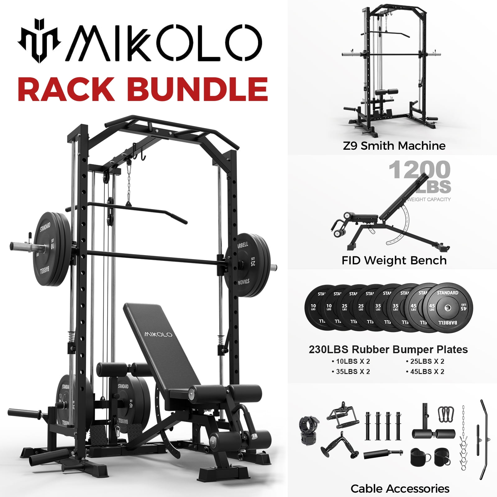 Mikolo Smith Machine Home Gym, Multi-Functional Squat Rack with Lat ...