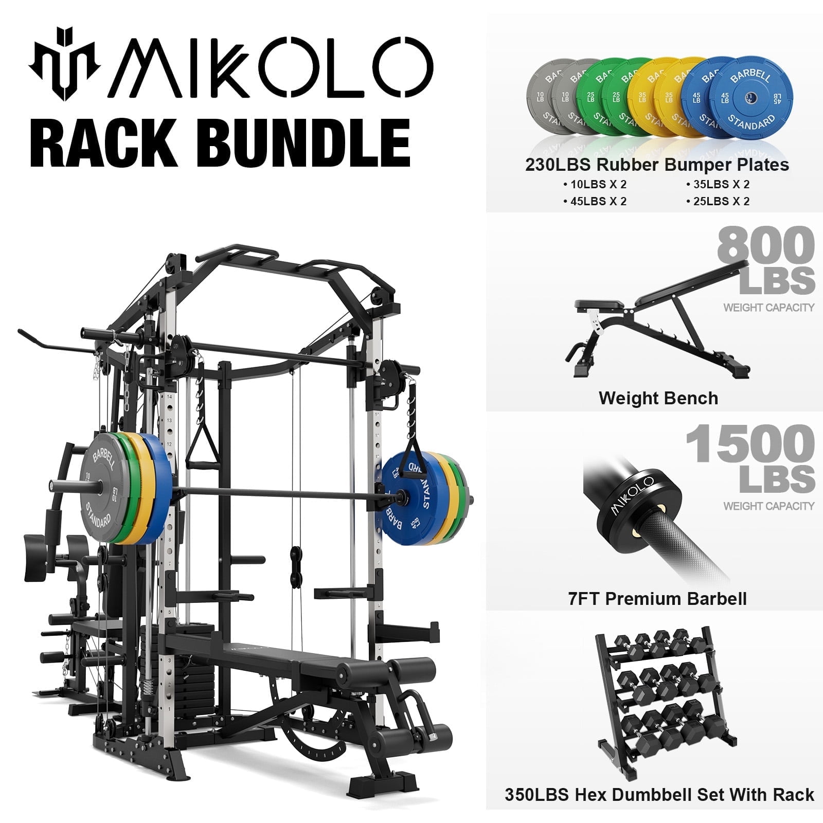 Mikolo Smith Machine Power Cage, Multi-Function Home Gym System with ...