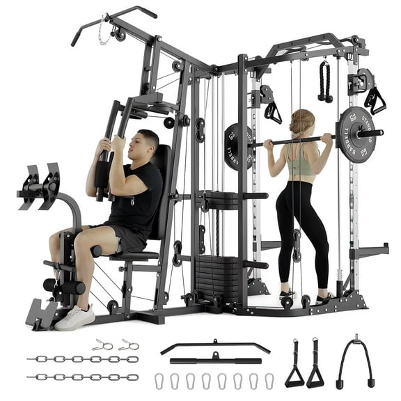 "Mikolo Smith Machine, 2200 lbs Power Rack Cage, Cable Crossover, 87.1 ...