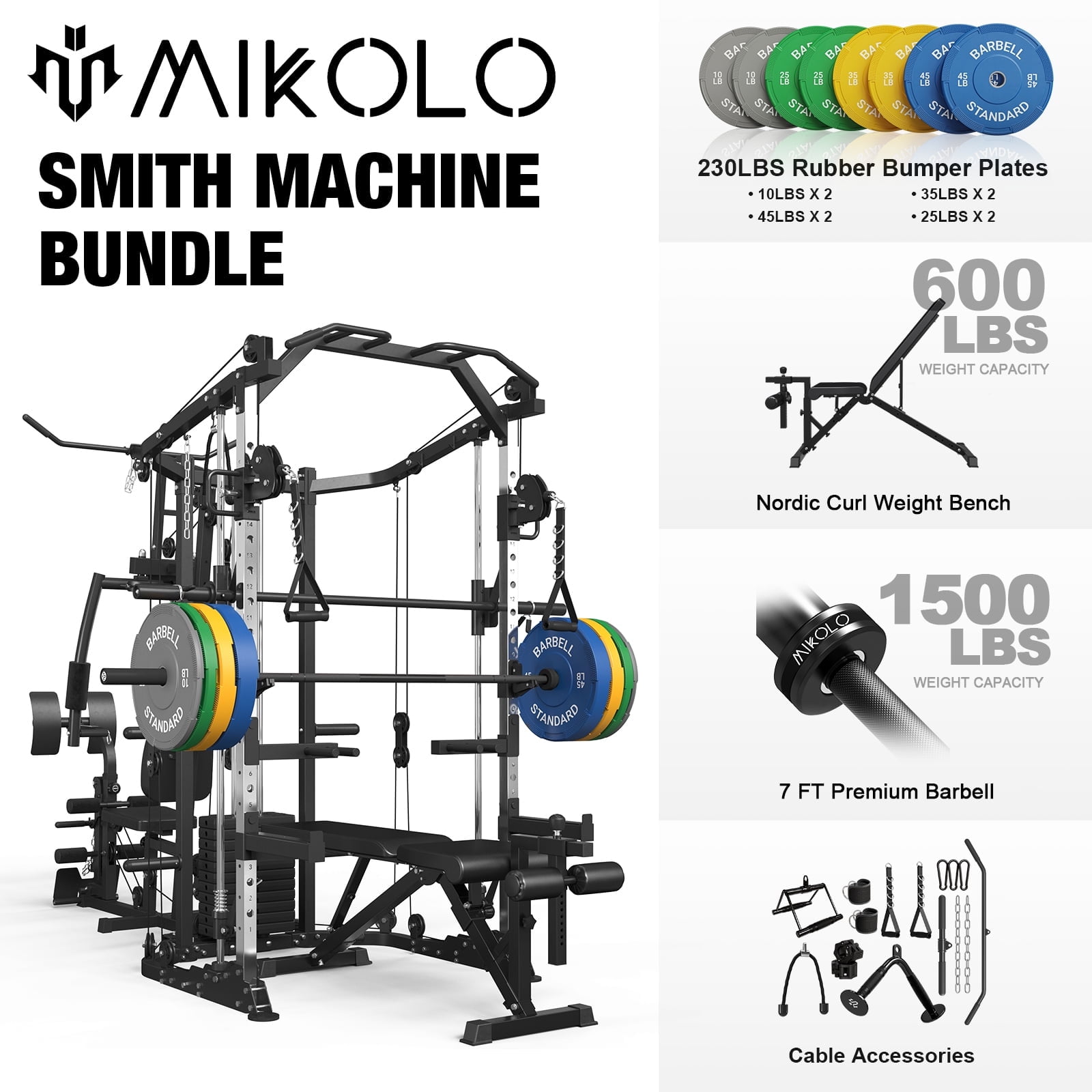 Mikolo Smith Machine Power Cage, Multi-Function Home Gym System with ...