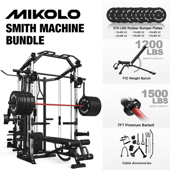 Mikolo Smith Machine Power Cage, Multi-Function Home Gym System with ...