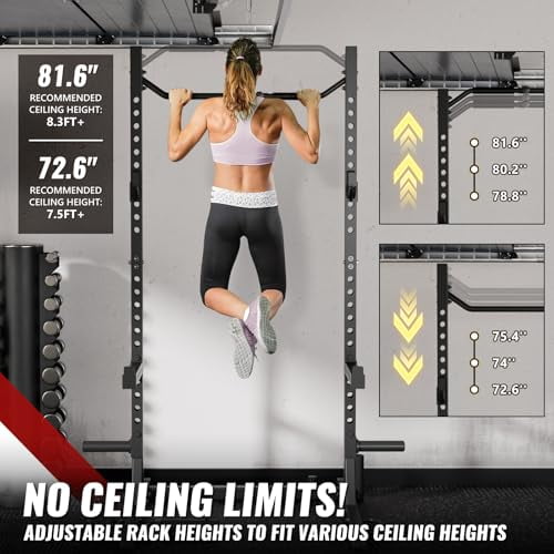 Mikolo Squat Rack, Adjustable Squat Rack Fits 6/7FT Bar, Squat and ...