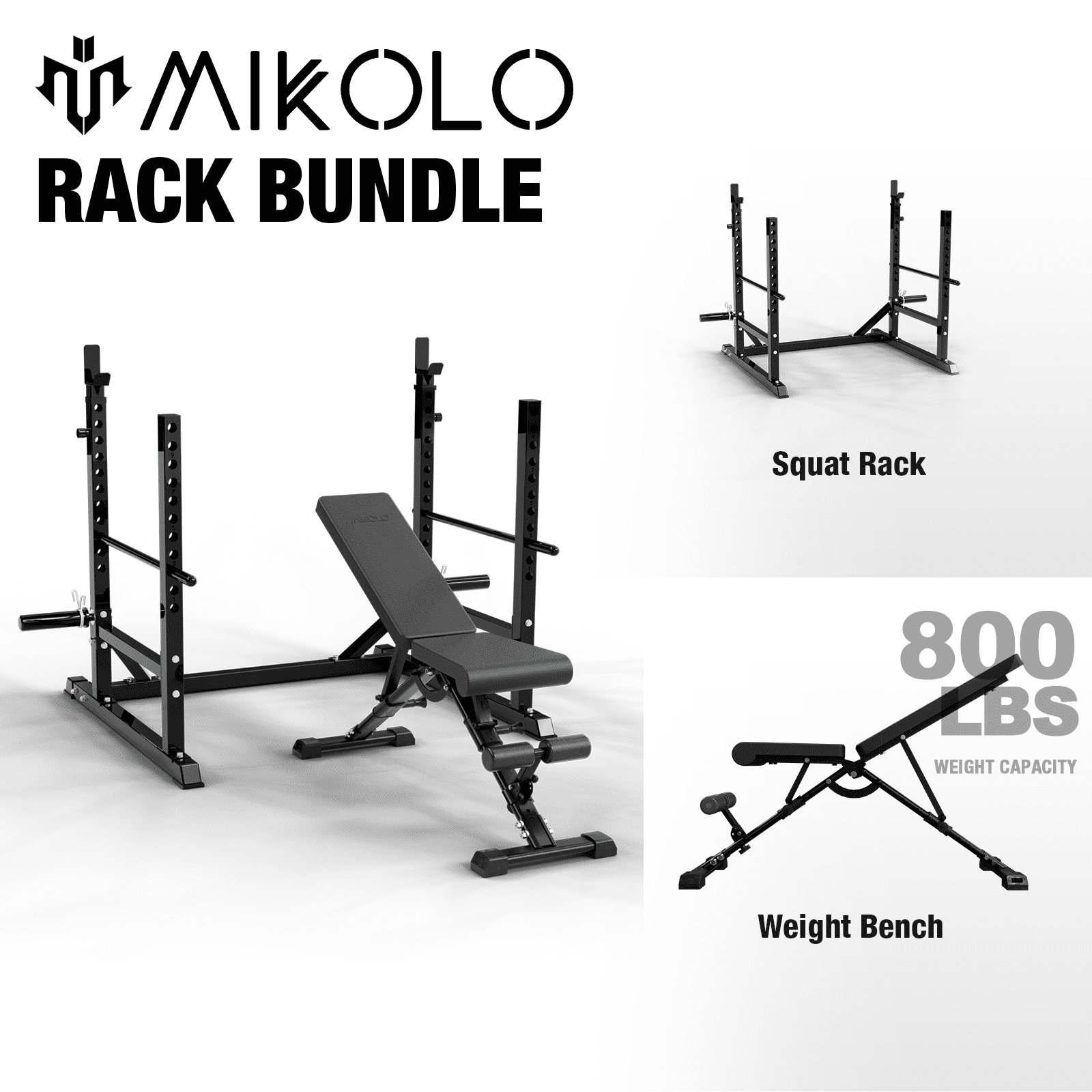 Mikolo Squat Rack, Multi-Functional Barbell Rack , Adjustable Bench ...