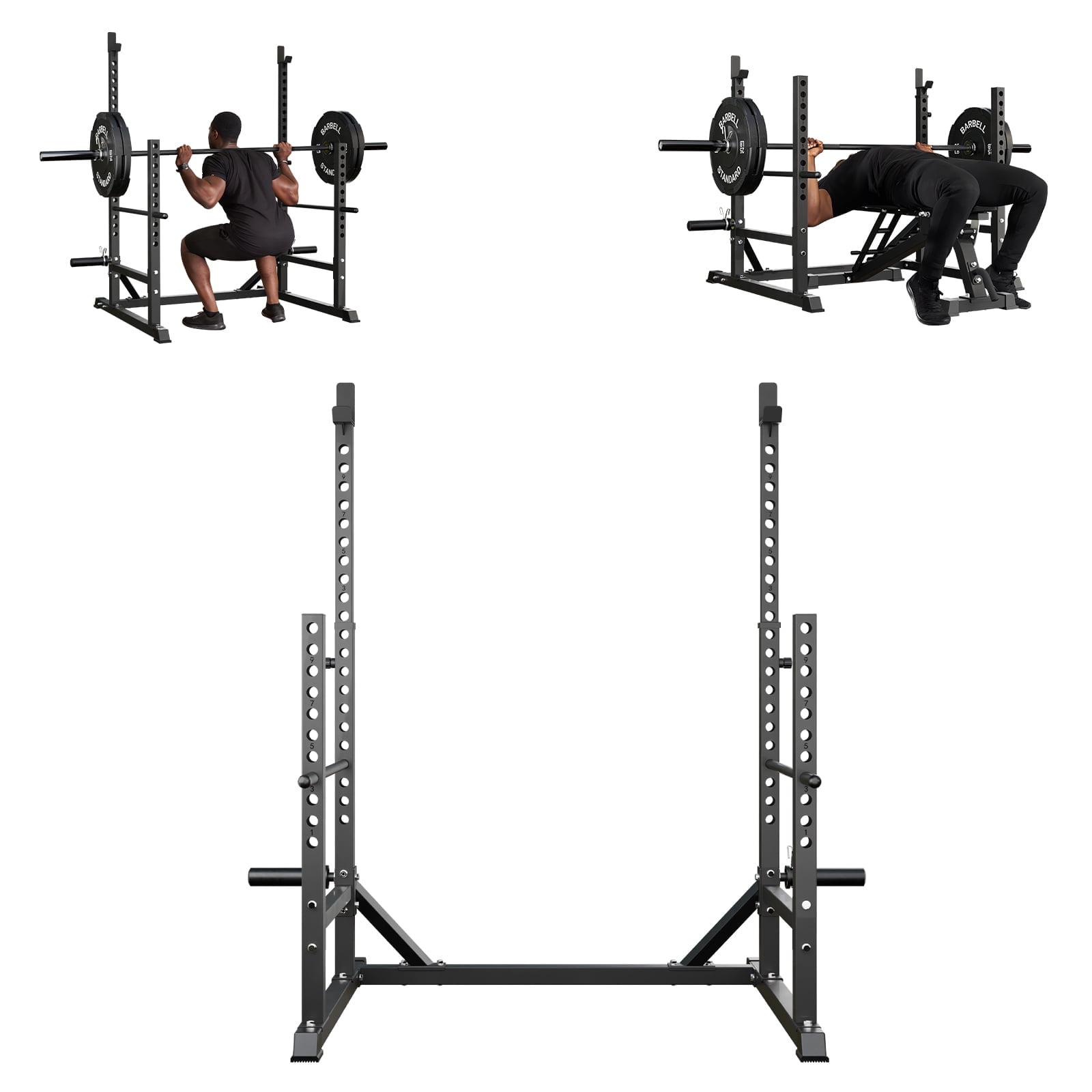 Mikolo Squat Rack, Multi-Functional Barbell Rack , Adjustable Bench ...