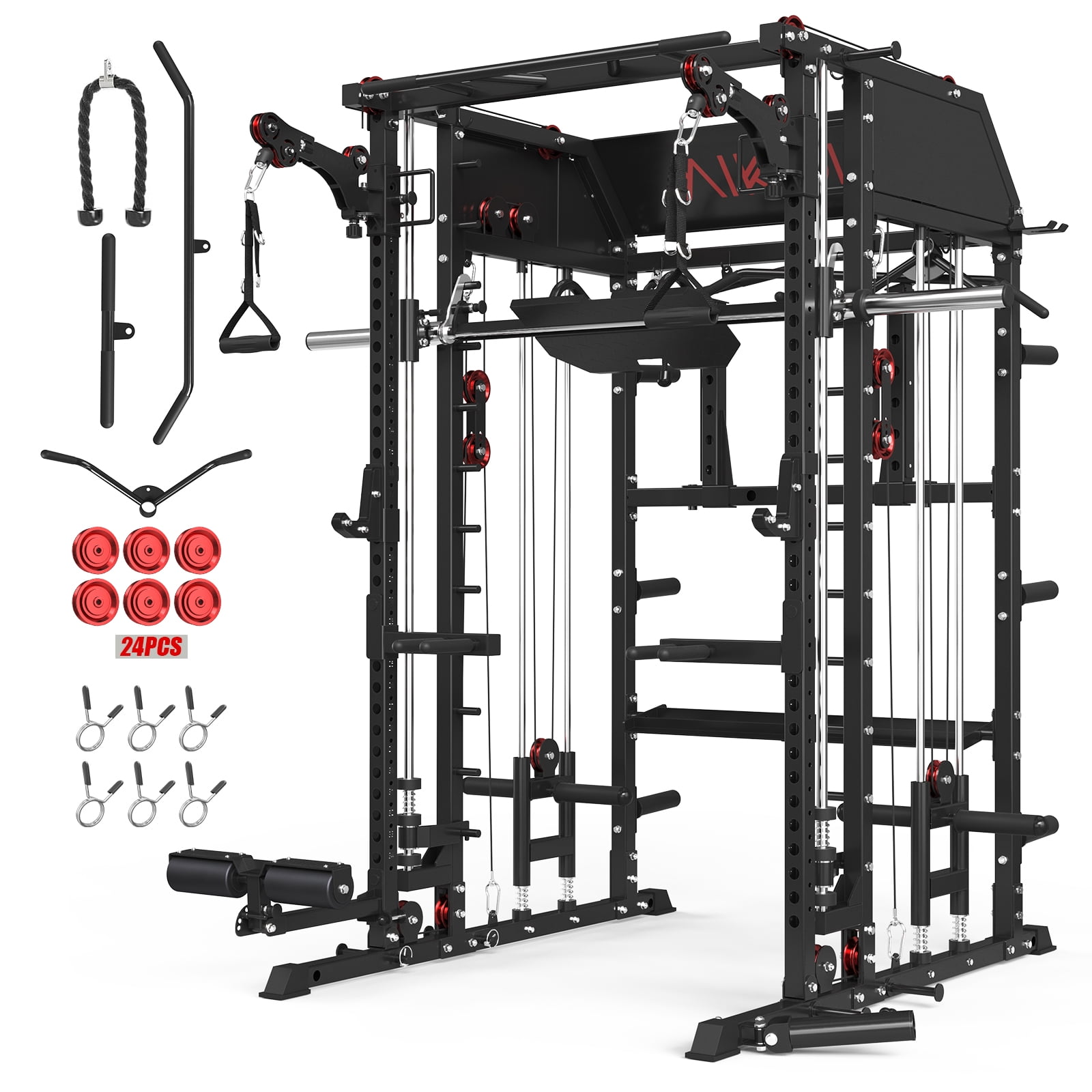 Mikolo Smith Machine Home Gym, All-in-One Power Rack with Smith Cage ...