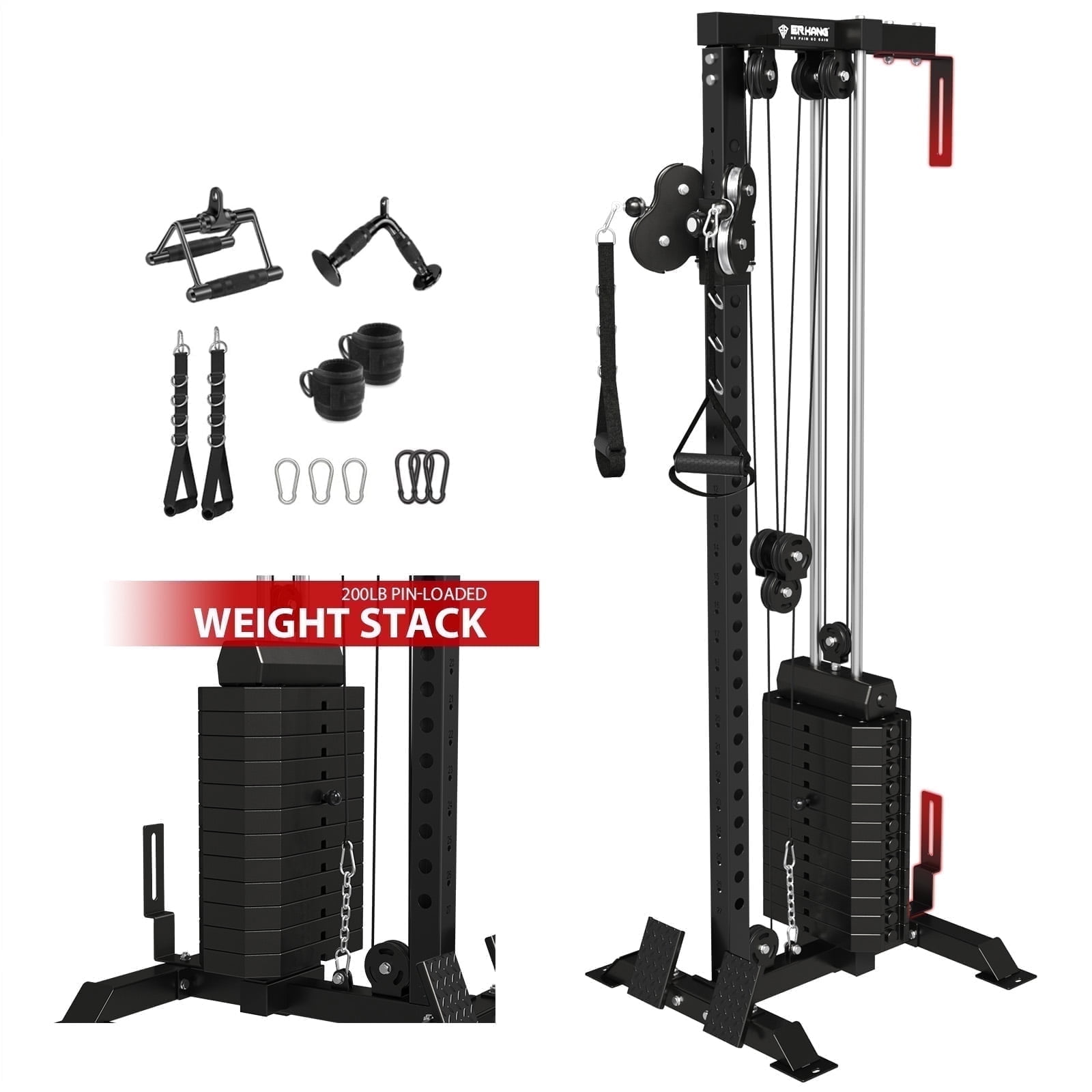 Mikolo Wall Mounted Cable Machine Tower, 200LBS Weight Stack ...