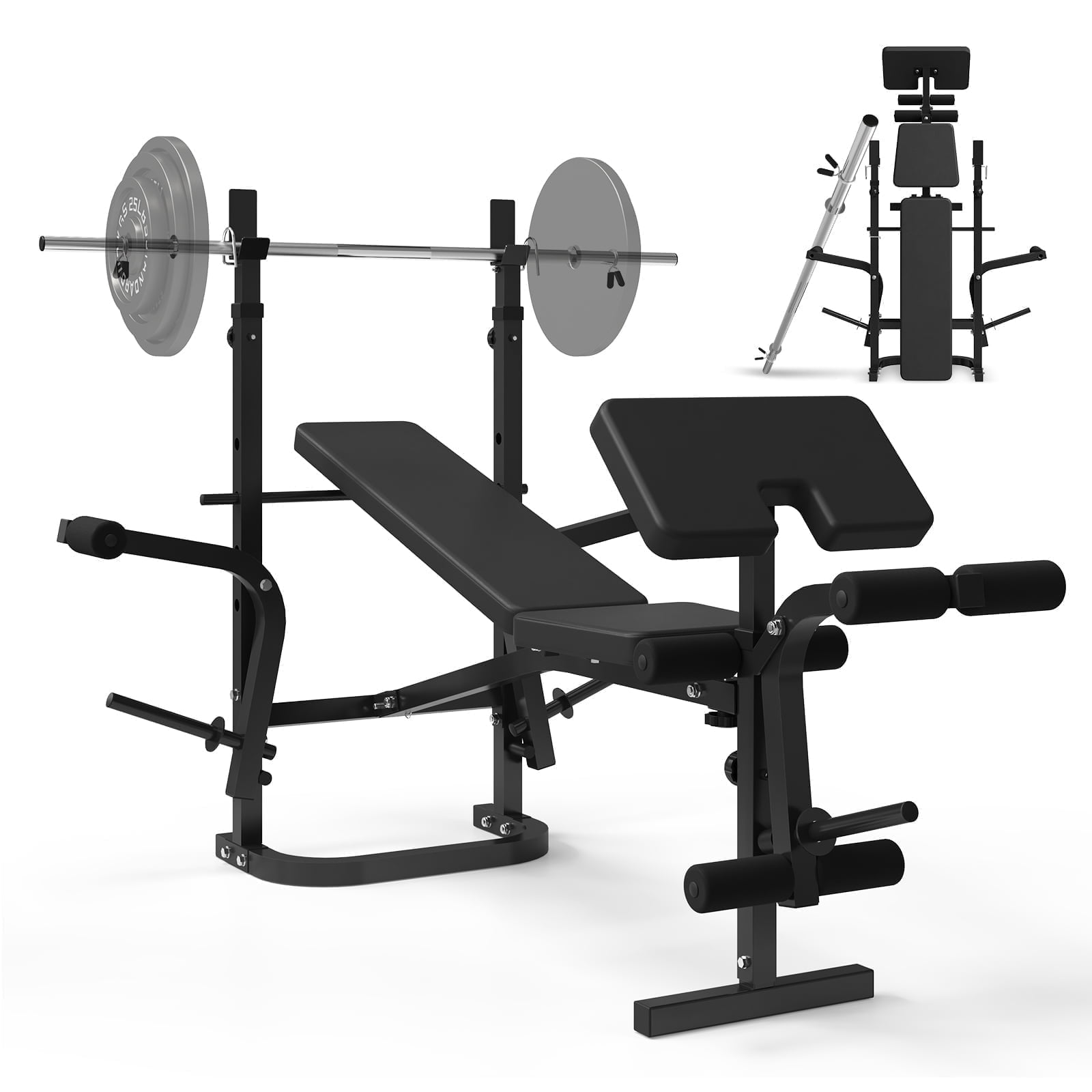 Mikolo Weight Bench, 800 lbs Capacity, 6-in-1 Adjustable Strength ...