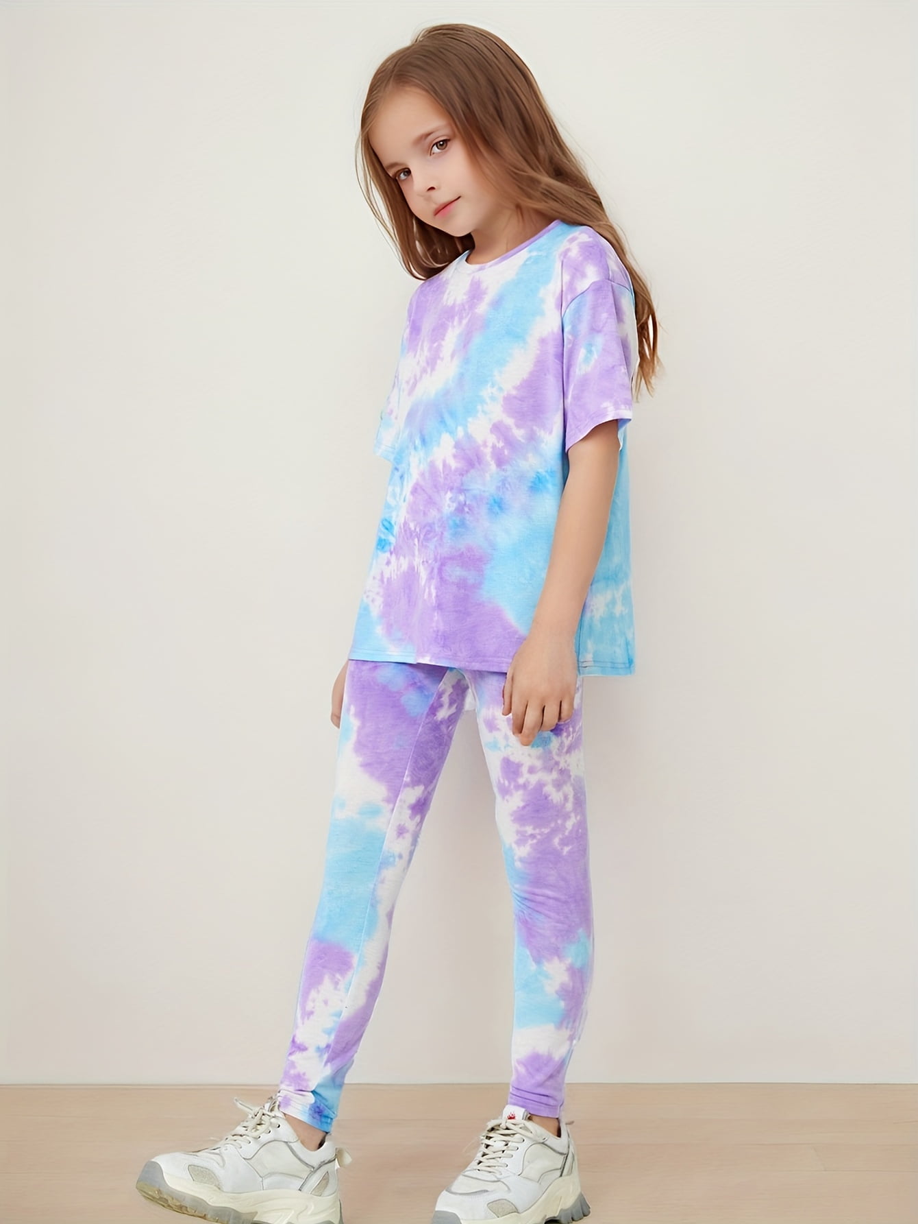 Mikrdoo 10 Years Big Girls Spring Fall Outfits Pants Set Tie-dye Short ...