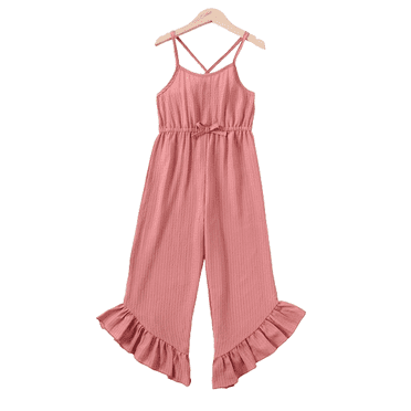 Wonder Nation Girls' Pom Pom Flutter Sleeve Jumpsuit and Top, 2-Piece ...