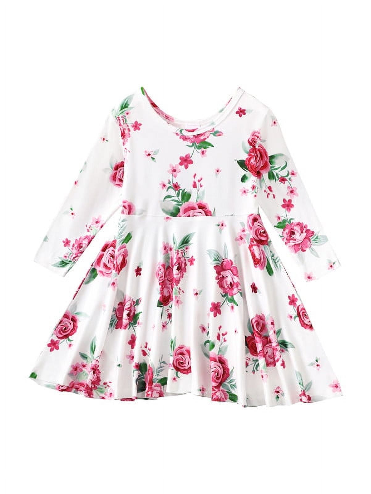 Mikrdoo 4T Baby Girls Fall Winter Dress 4-5Years Toddler Girls Floral ...
