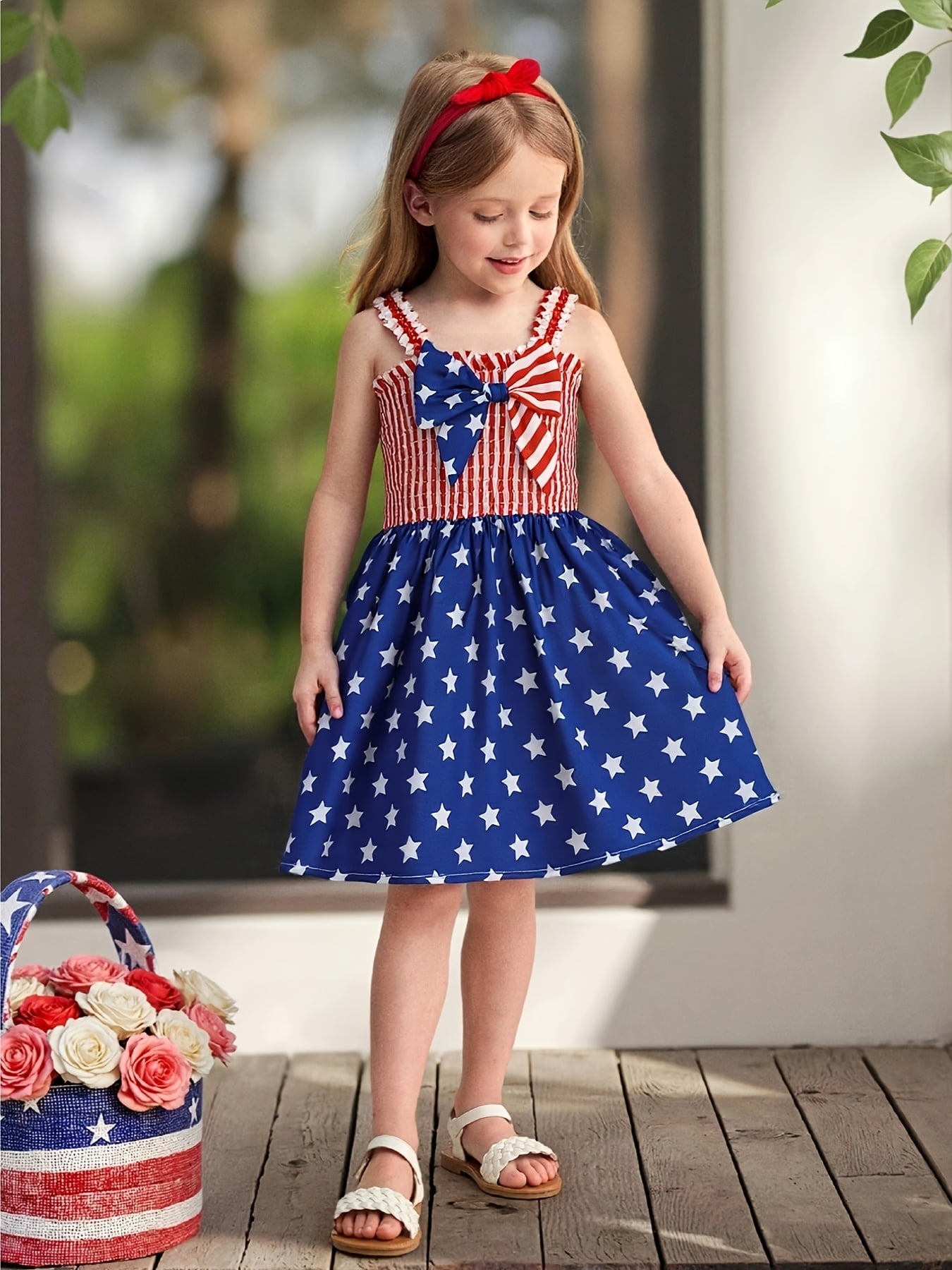 Mikrdoo 4th of July Independence Day Dresses For Toddler Kid Girls American Flag Stripes & Stars ...