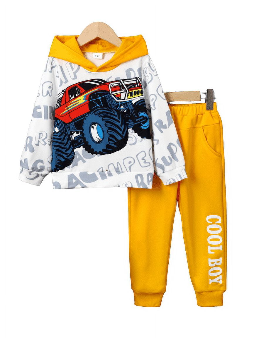 Mikrdoo 7 Years Big Boys Clothes 8 Years Boys Outfits Car Print Letter ...
