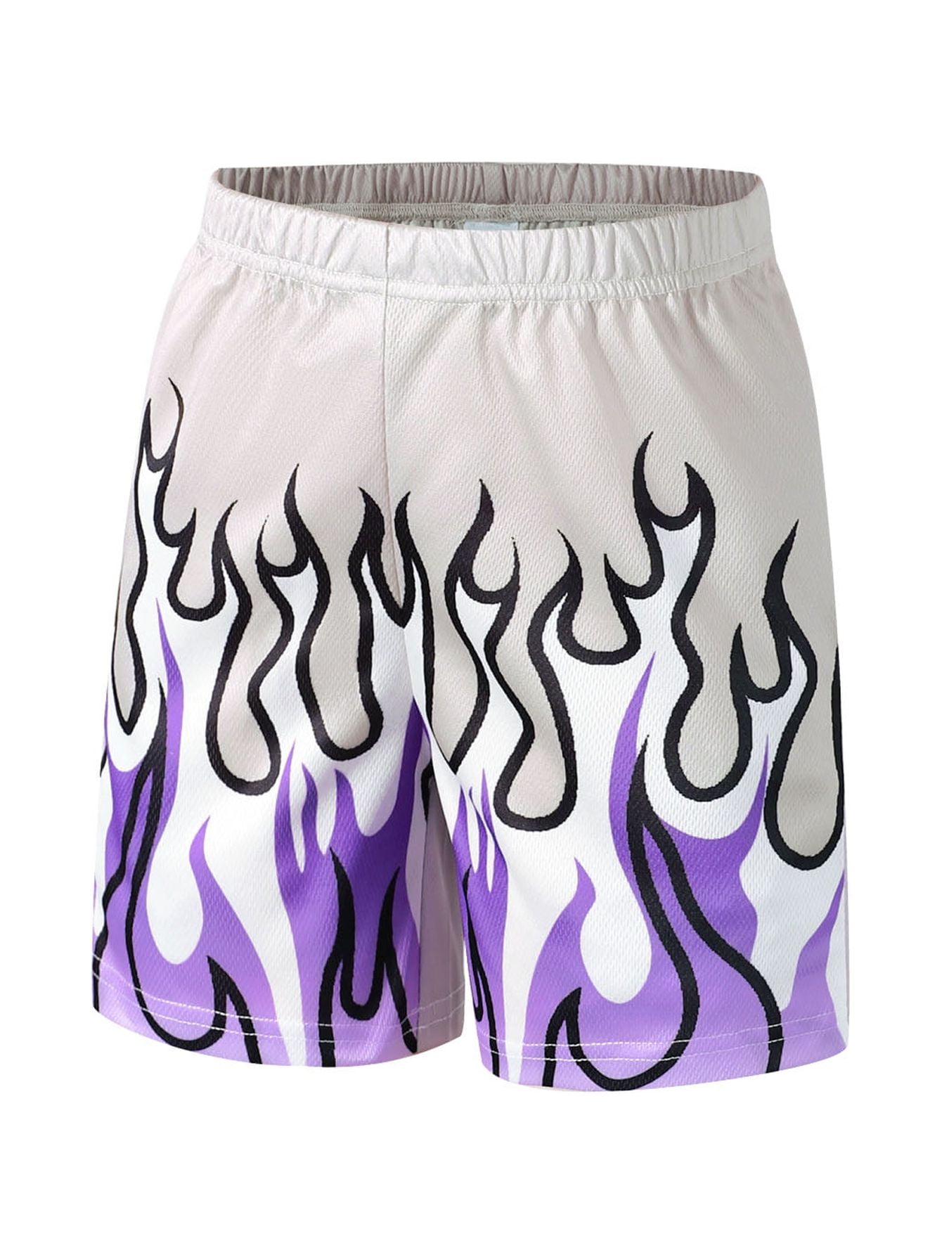 Mikrdoo 7Y-15Y Big Boys Flame Print Quick-drying Shorts, Casual Trendy ...