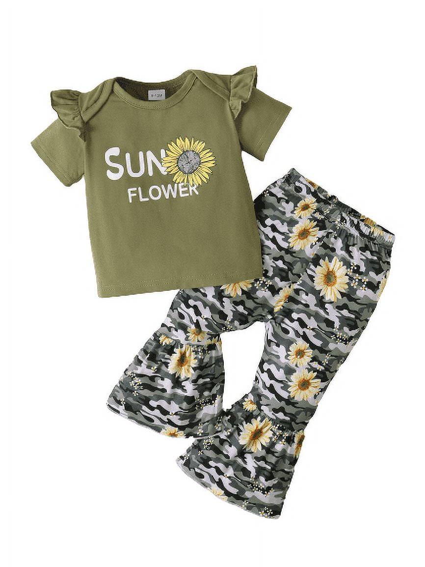 Mikrdoo 9-12 Months Baby Girls Outfits Letter Graphics Spring Ruffle ...