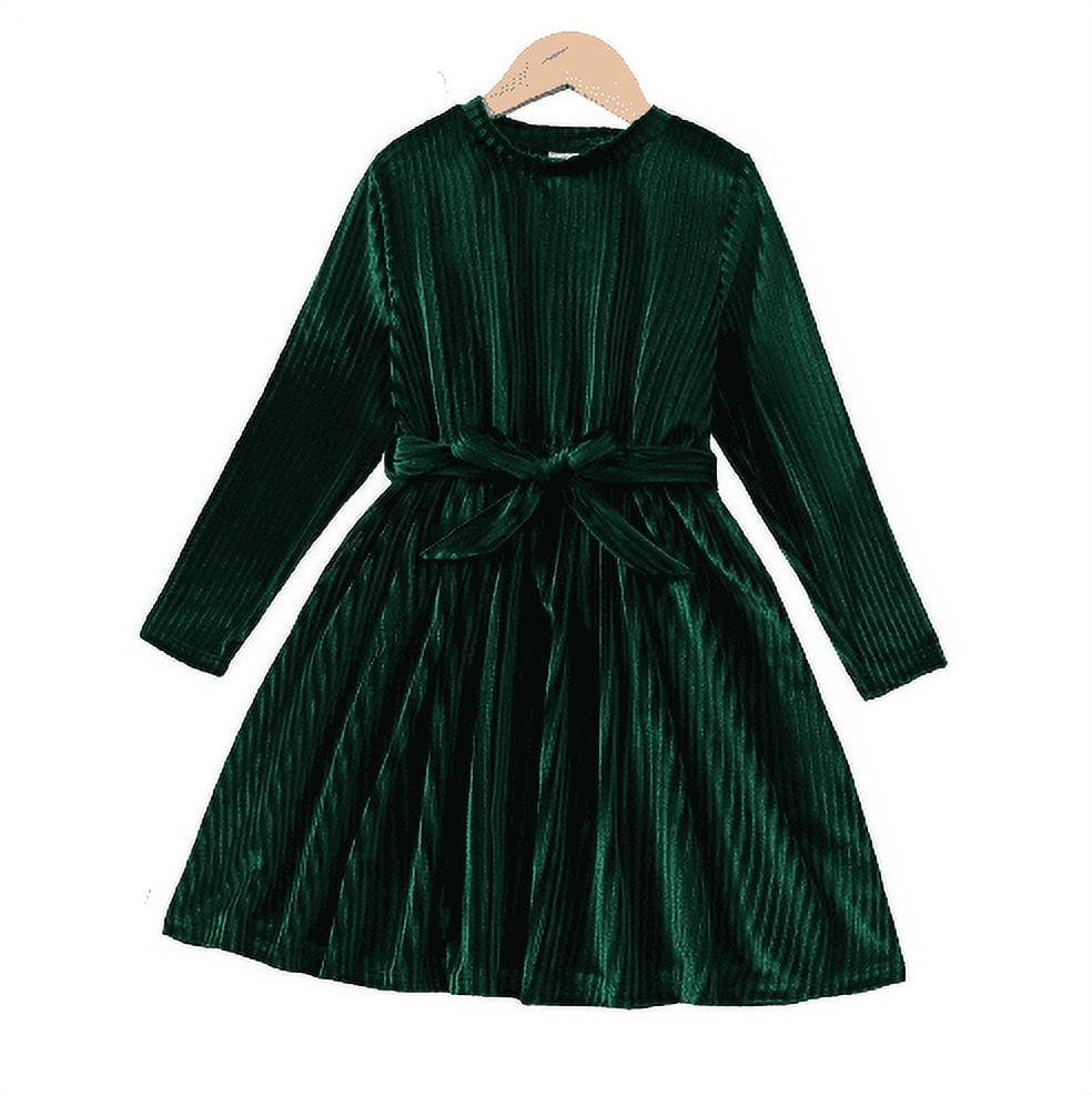 Mikrdoo 9 Years Big Girls Dress Elegant Velvet Long Sleeve Dress With A ...