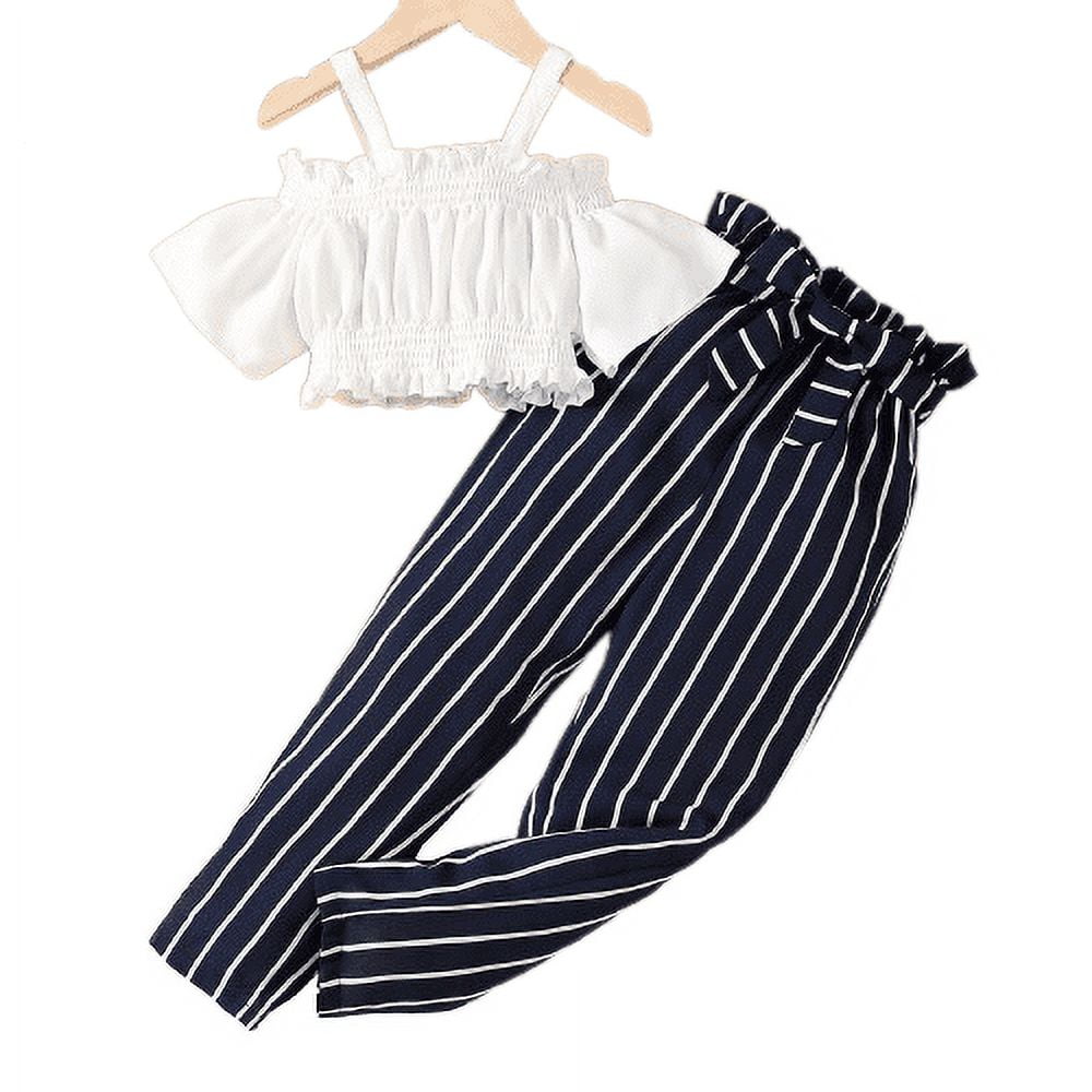 Mikrdoo 9 Years Big Girls Outfits Strpas Crops Tops Elastic Stripe ...