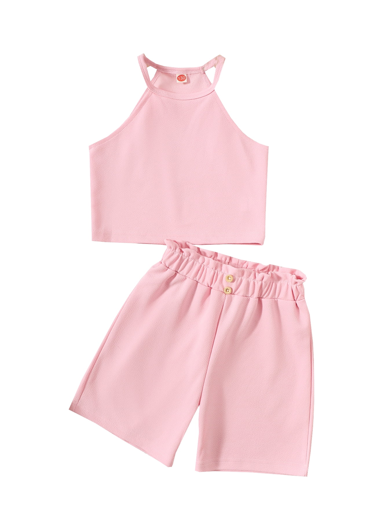 Mikrdoo 9 Years Kid Girls Clothes Solid Color 10 Years Big Girls Halter ...