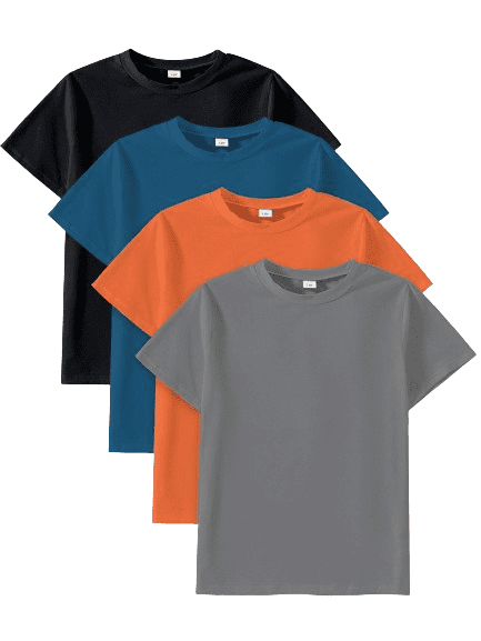 Mikrdoo Boys' Active T-Shirt - 4 Pack Comfy Basic Casual Tee with Short ...