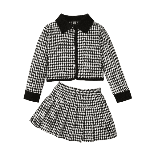 Mikrdoo Girls Skirts Set Elegant Thousand Button Patchwork Jackets and ...