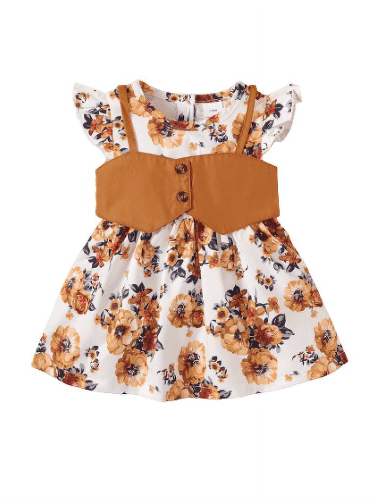 Mikrdoo Infant Baby Girls Dress Set 12 Months Baby Girls Summer Floral ...