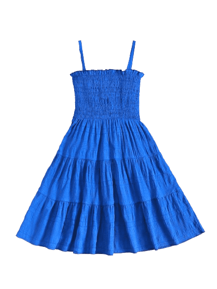 Mikrdoo Kid Girls Dress Straps Off Shoulder Summer Smocking Layered ...