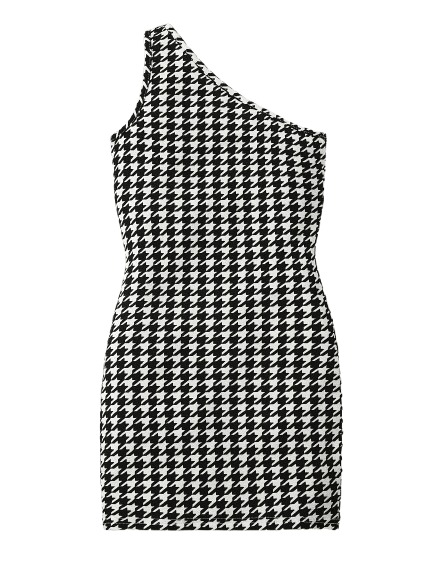 Mikrdoo Kid Girls Elegant Houndstooth Pattern Sloping Shoulder Skinny ...