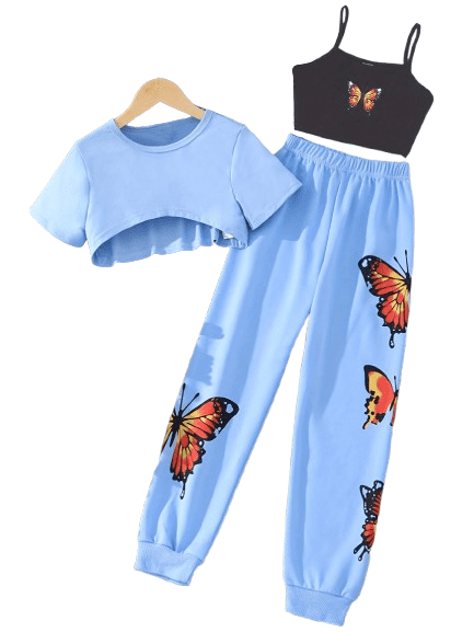 Mikrdoo Kids Girls 3Pcs Hip Hop Modern Jazz Dance Suit Short Sleeve ...