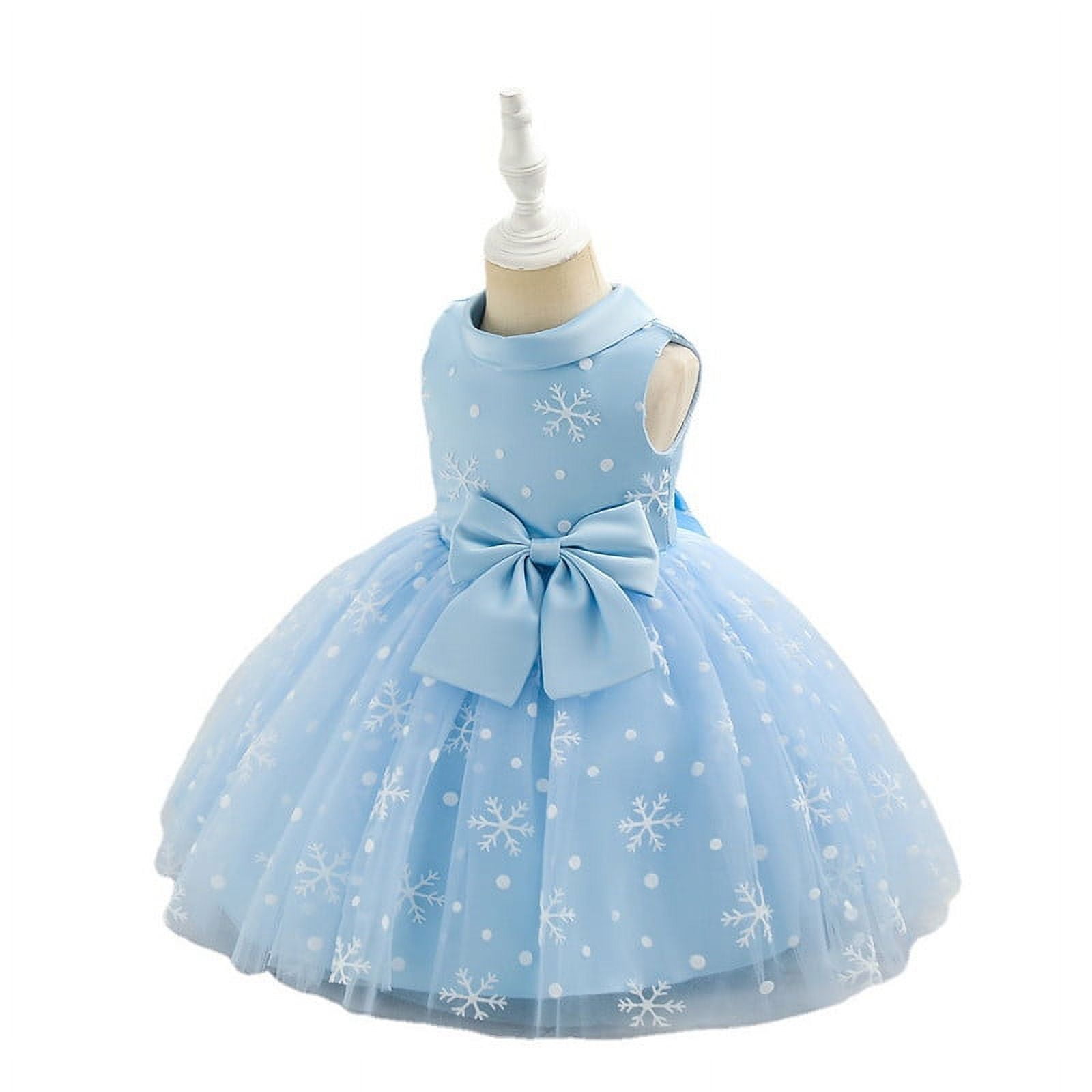 Mikrdoo Princess Dress For 6T Little Girls Sleeveless Snow Bow Gauze Dress One Piecce Party ...