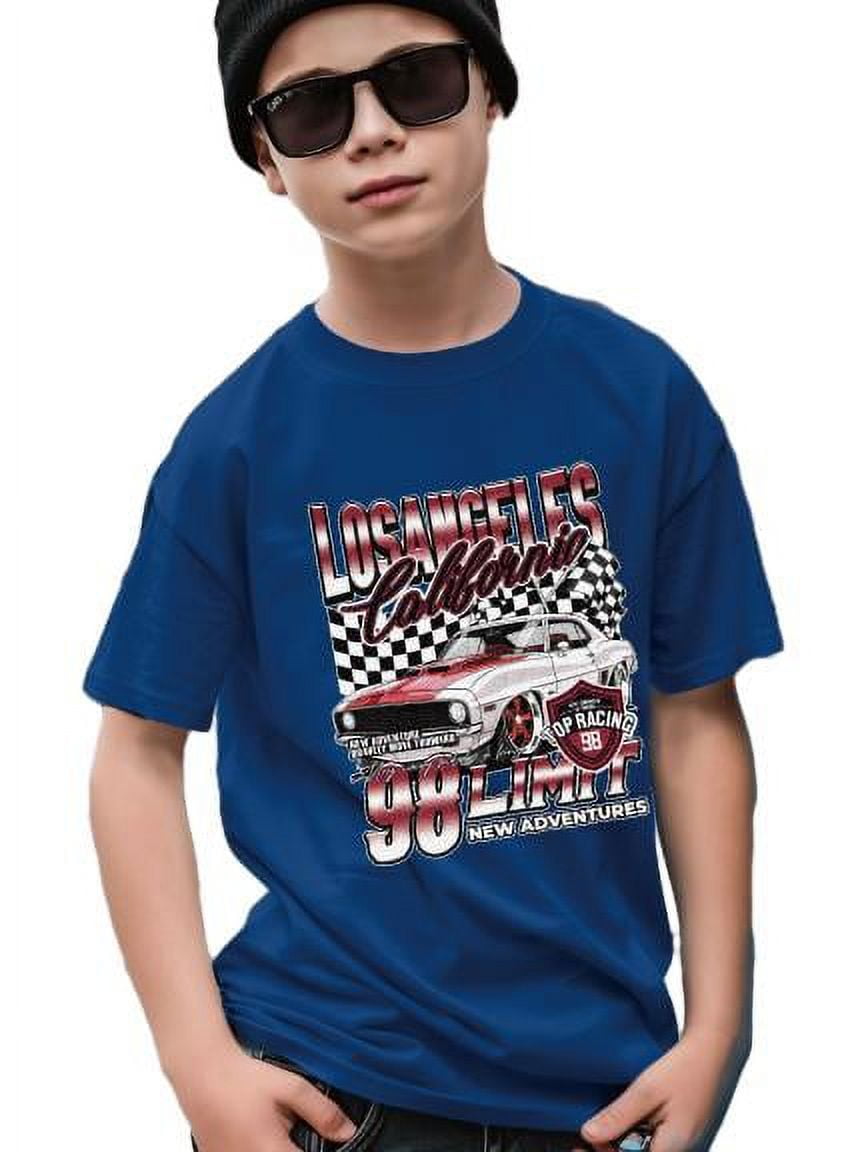 Mikrdoo Trendy Racing Car Print Casual Short Sleeve T-Shirts For Boys ...