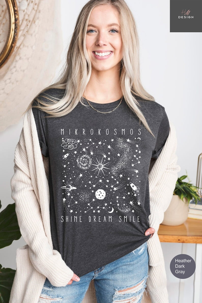 Mikrokosmos Graphic Shirt, Shine Dream Smile Tee, Twinkling Starlight Shirt, Space Shirt ...
