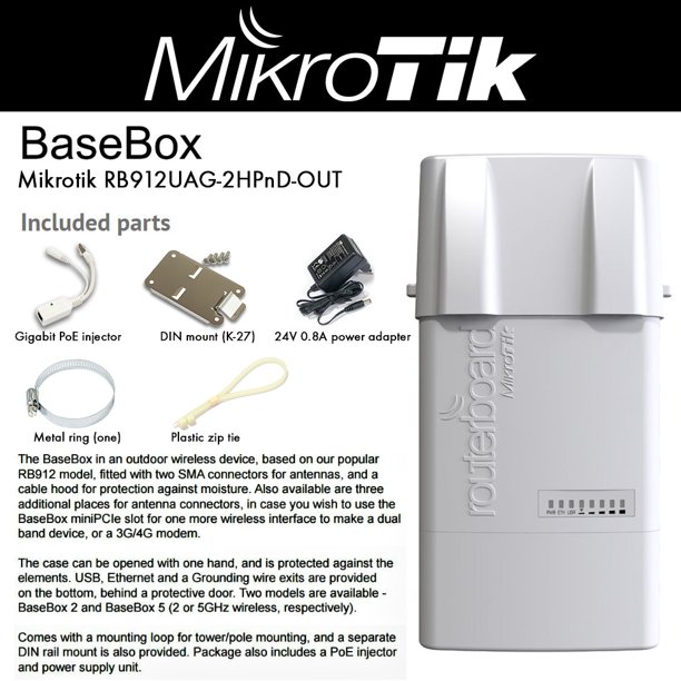 Mikrotik BaseBox2 RB912UAG-2HPnD-OUT, Outdoor 2.4Ghz Wireless AP USB ...