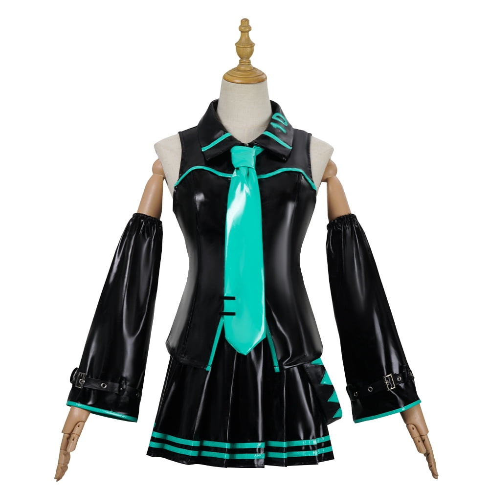 Miku Black Patent Leather Dress Miku Formula Dress for Women Anime Role ...