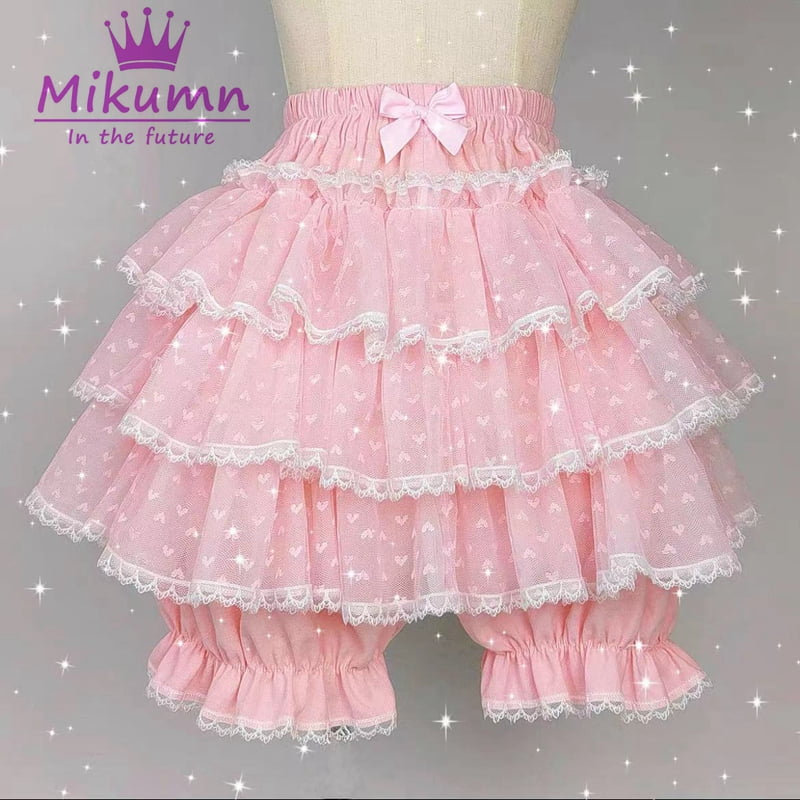 Mikumn Harajuku Sweet Lace Shorts Skirts Y2k Japanese Lolita Kawaii JK Ruffles Bloomers Women ...