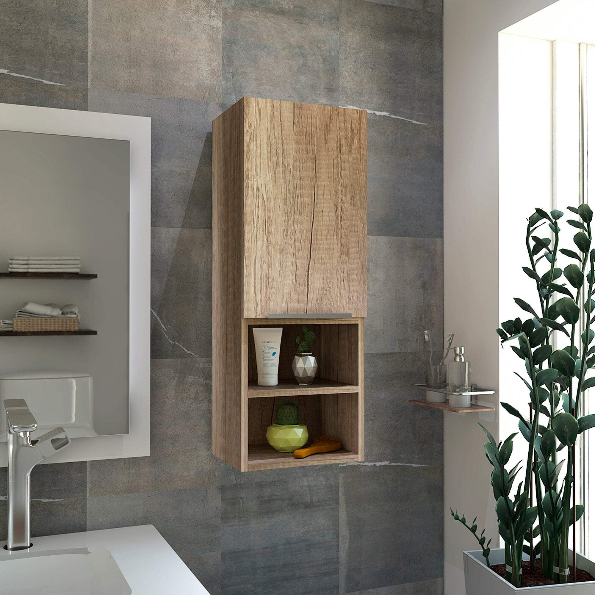 Mila Bathroom Cabinet, Two Interior Shelves, Two External Shelves ...