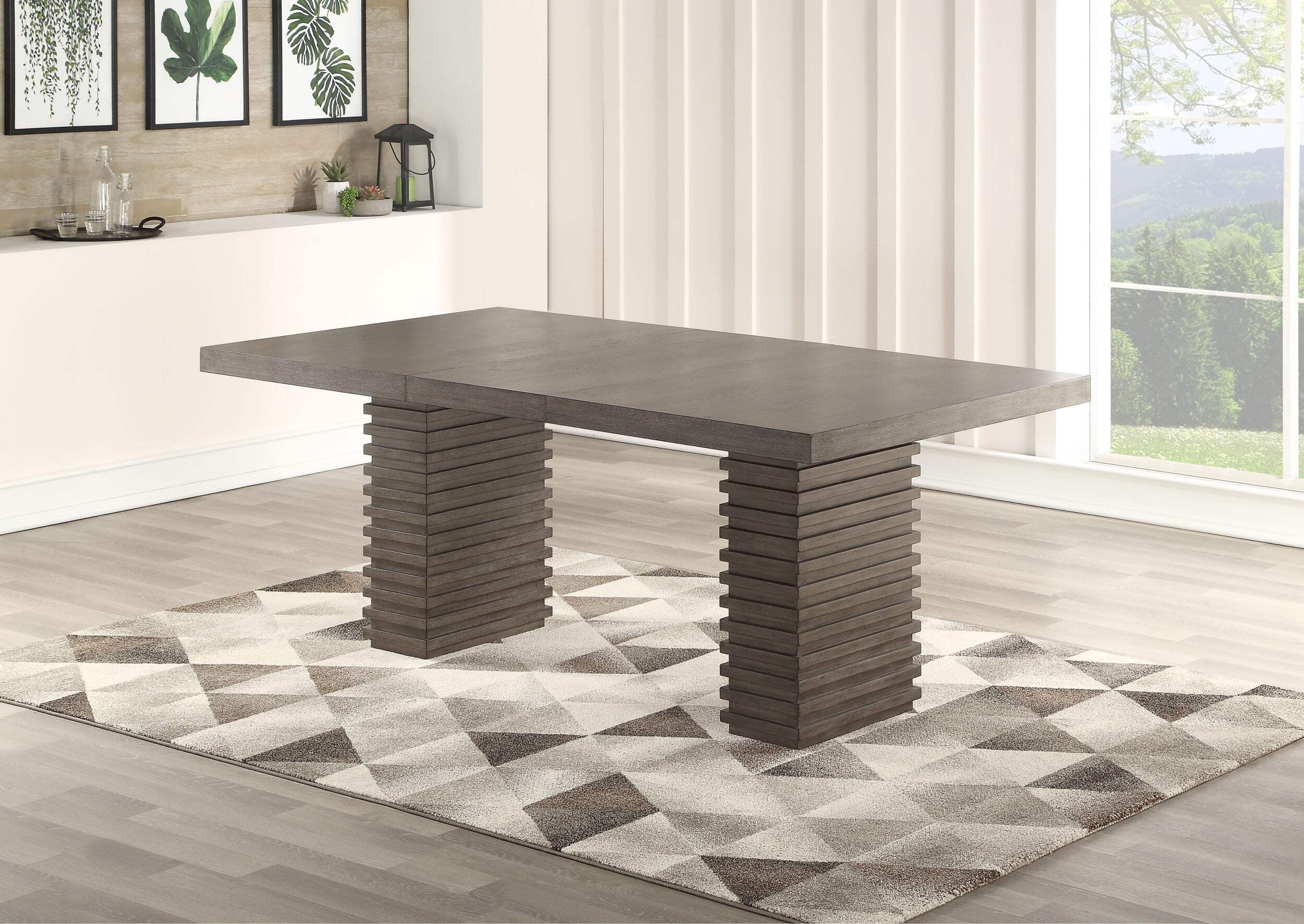 Mila Dining Table Dark Gray Dark Gray Wood - Walmart.com