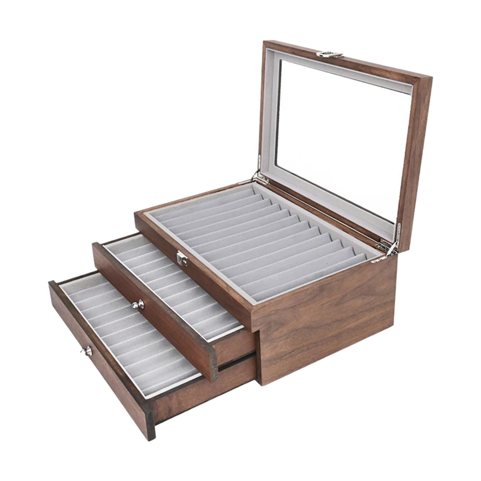 Milageto 3 Layers Wooden Pen Display Box Lightweight Organizer with ...