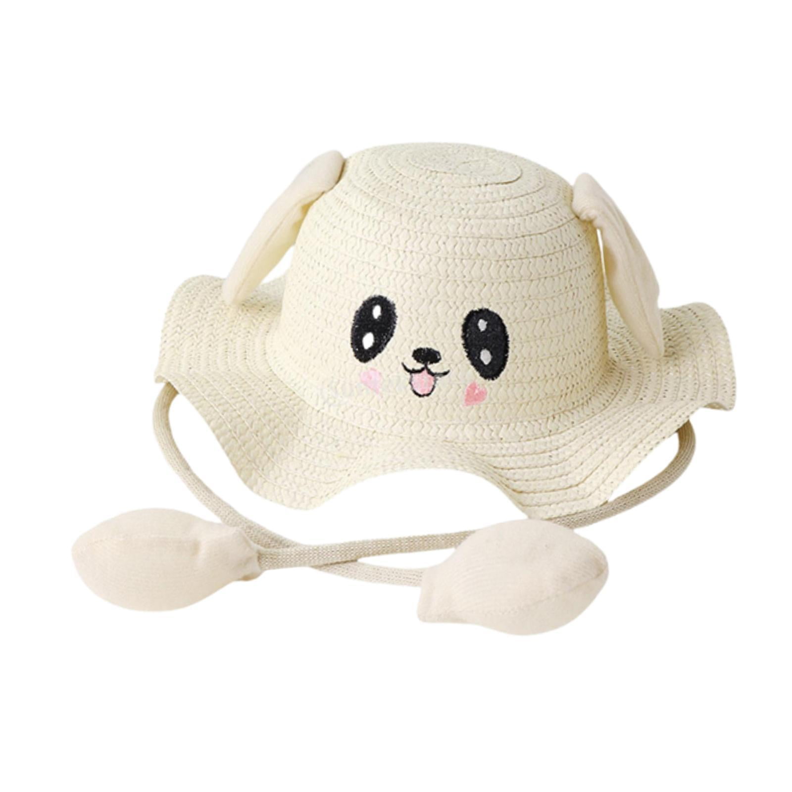 Milageto Bunny Straw Hat Caps Casual Foldable Big Eaves Hat for ...