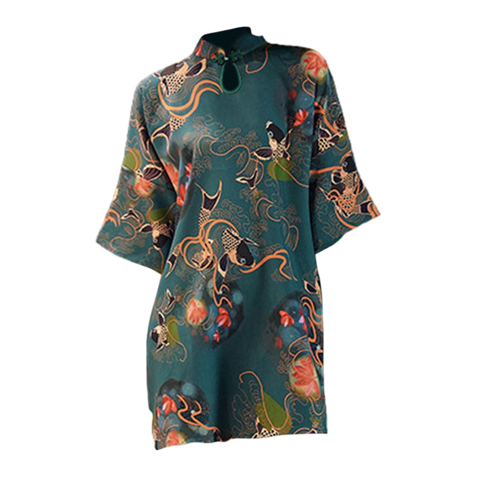 Milageto Chinese Cheongsam Dress Lightweight Breathable Trendy ...