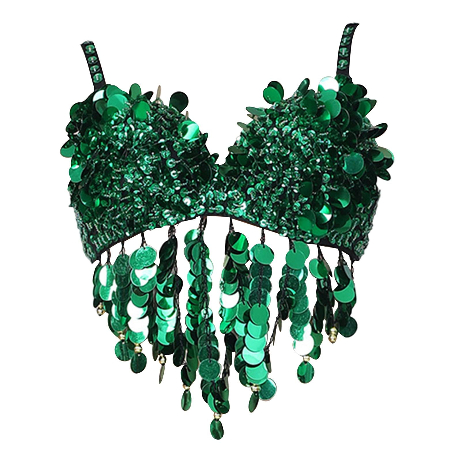 Milageto Sequin Crop Top Clubwear Belly Dance Suit for Performance ...