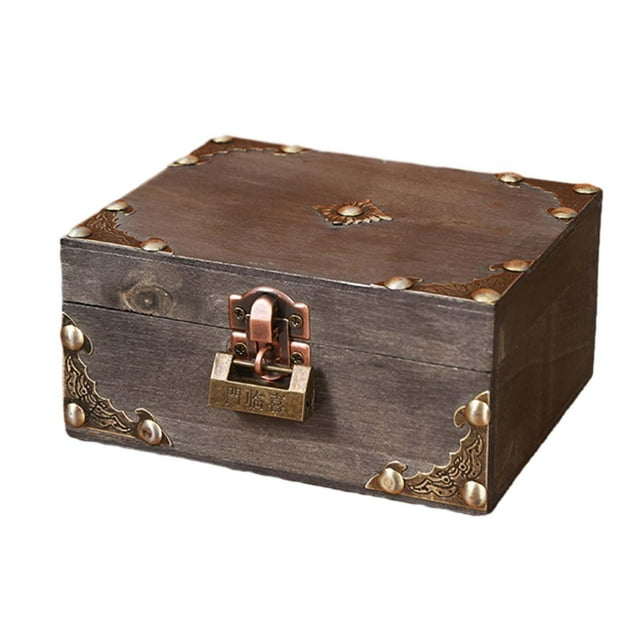 Milageto Wood Decorative Storage Box: Wooden Treasure Chest Photo ...