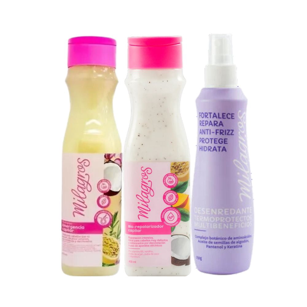 Milagros Shampoo Emergencia Capilar, Milagros Biorepolarizador y ...
