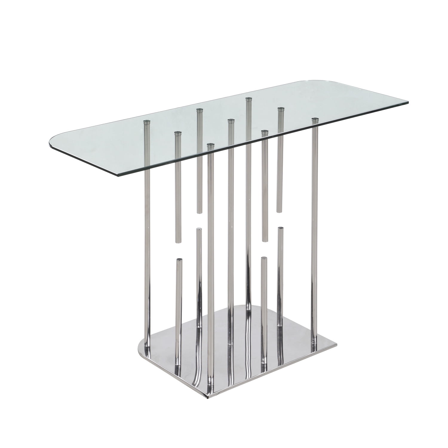 Milan 15.75" Contemporary Glass Floating Pedestal Sofa Table in Clear ...