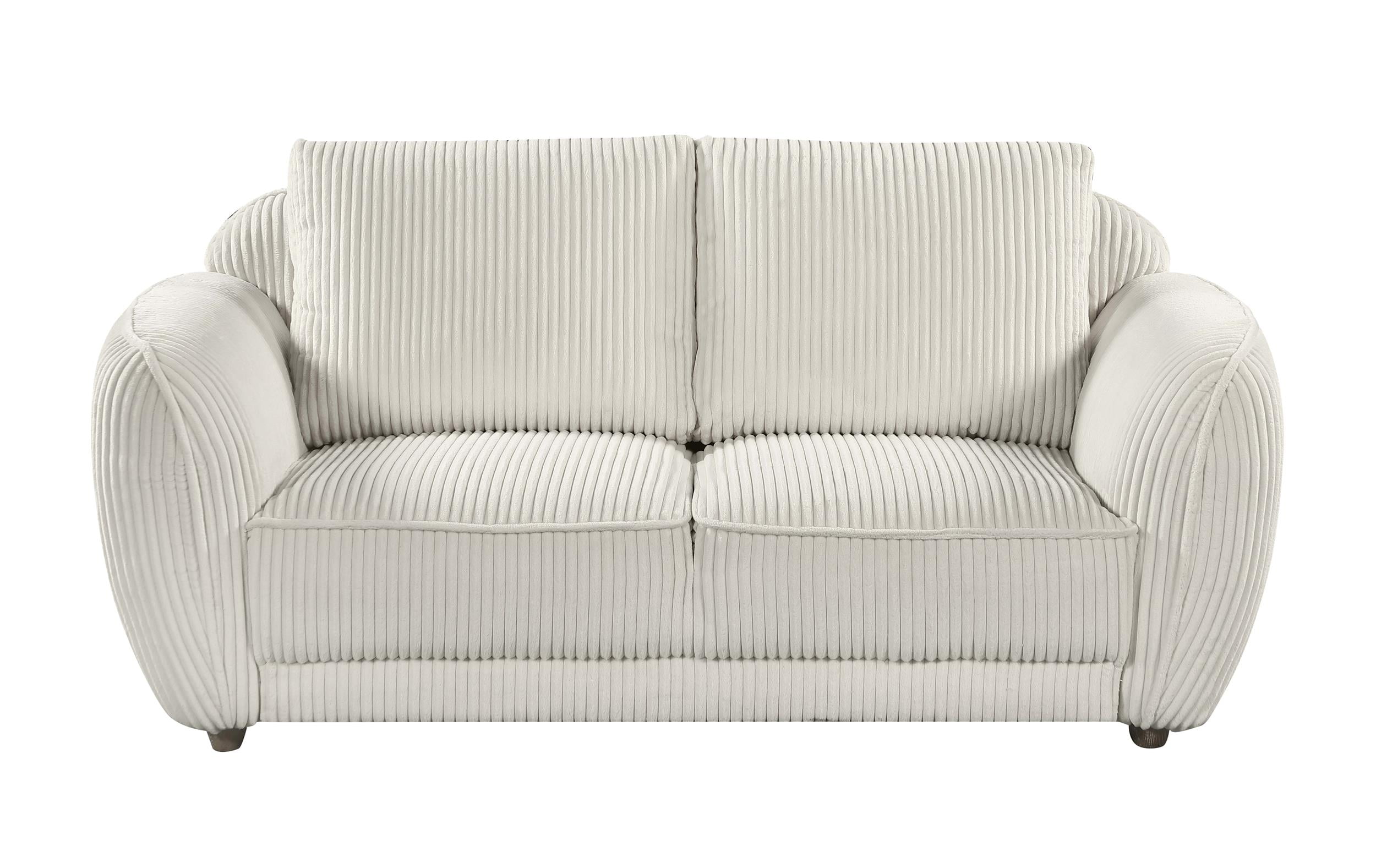 Milan Carlos Grey Modern Loveseat with Channel Pattern & Wooden Legs - Walmart.com