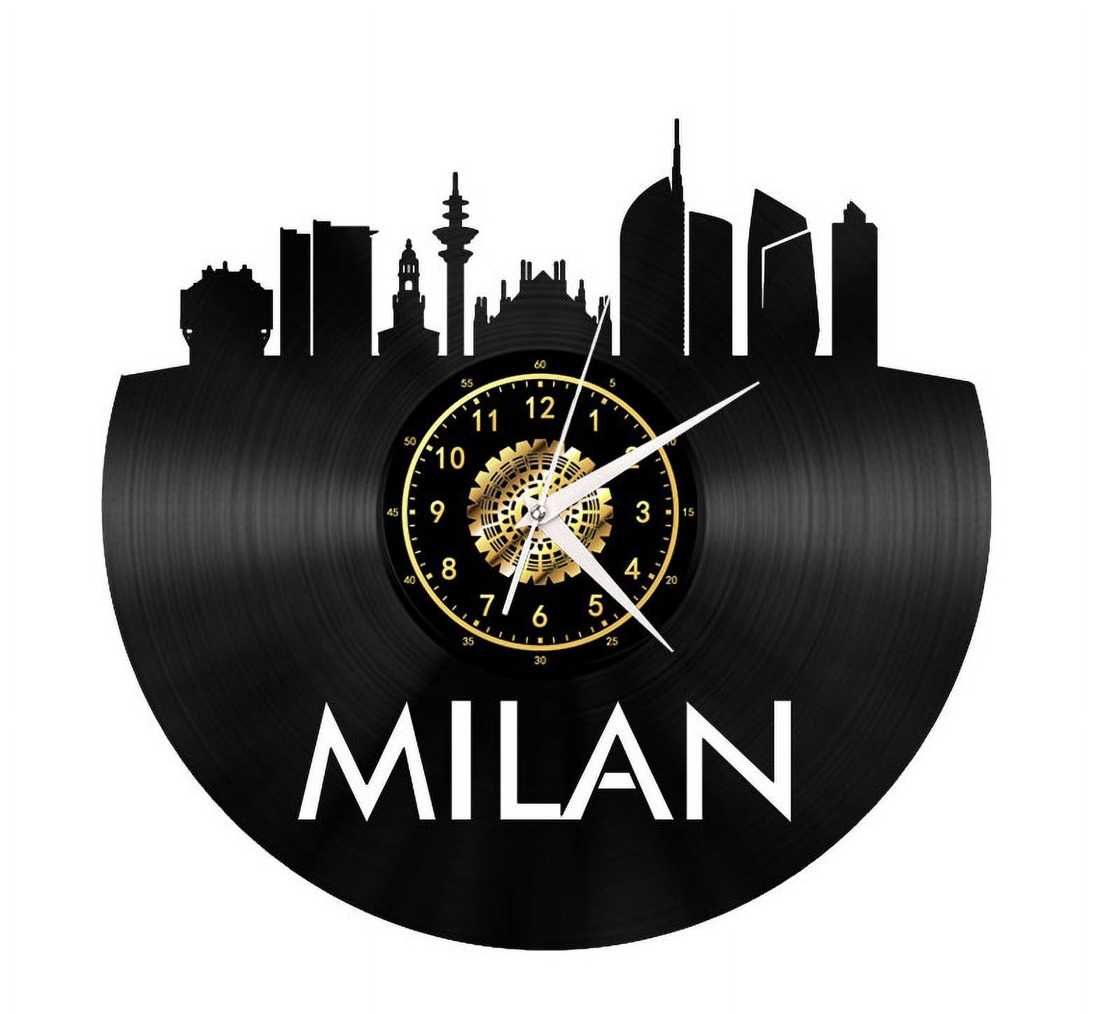 Milan Cityscape Vintage Black Vinyl Record Wall Clock Wall Art 3D ...