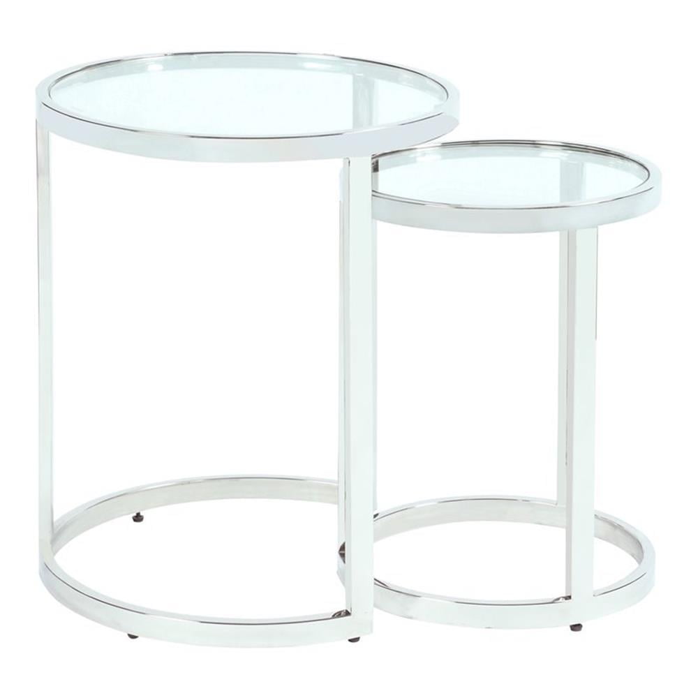 Milan Contemporary Steel and Glass 2-In-1 Nesting Lamp Table Set in ...